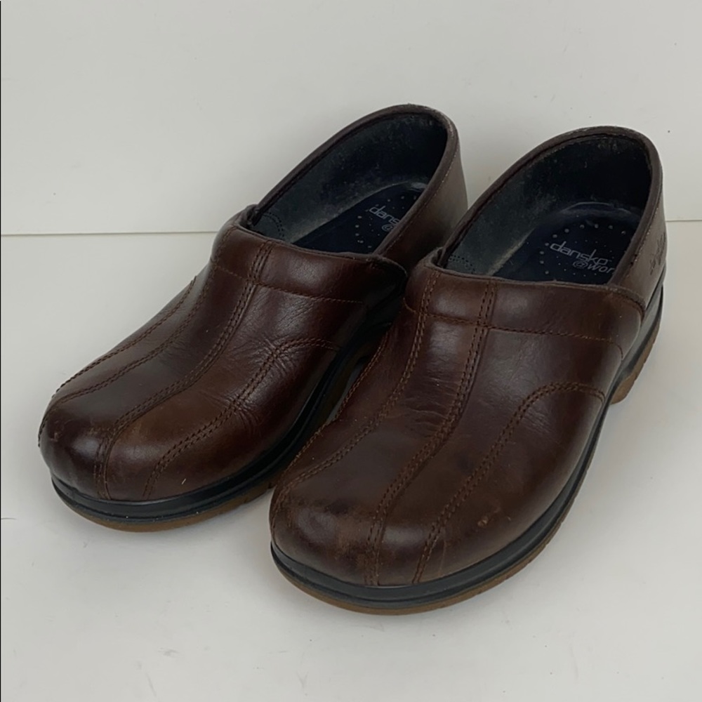 Dansko Work Shoes Clogs Brown Leather Comfort - Gem